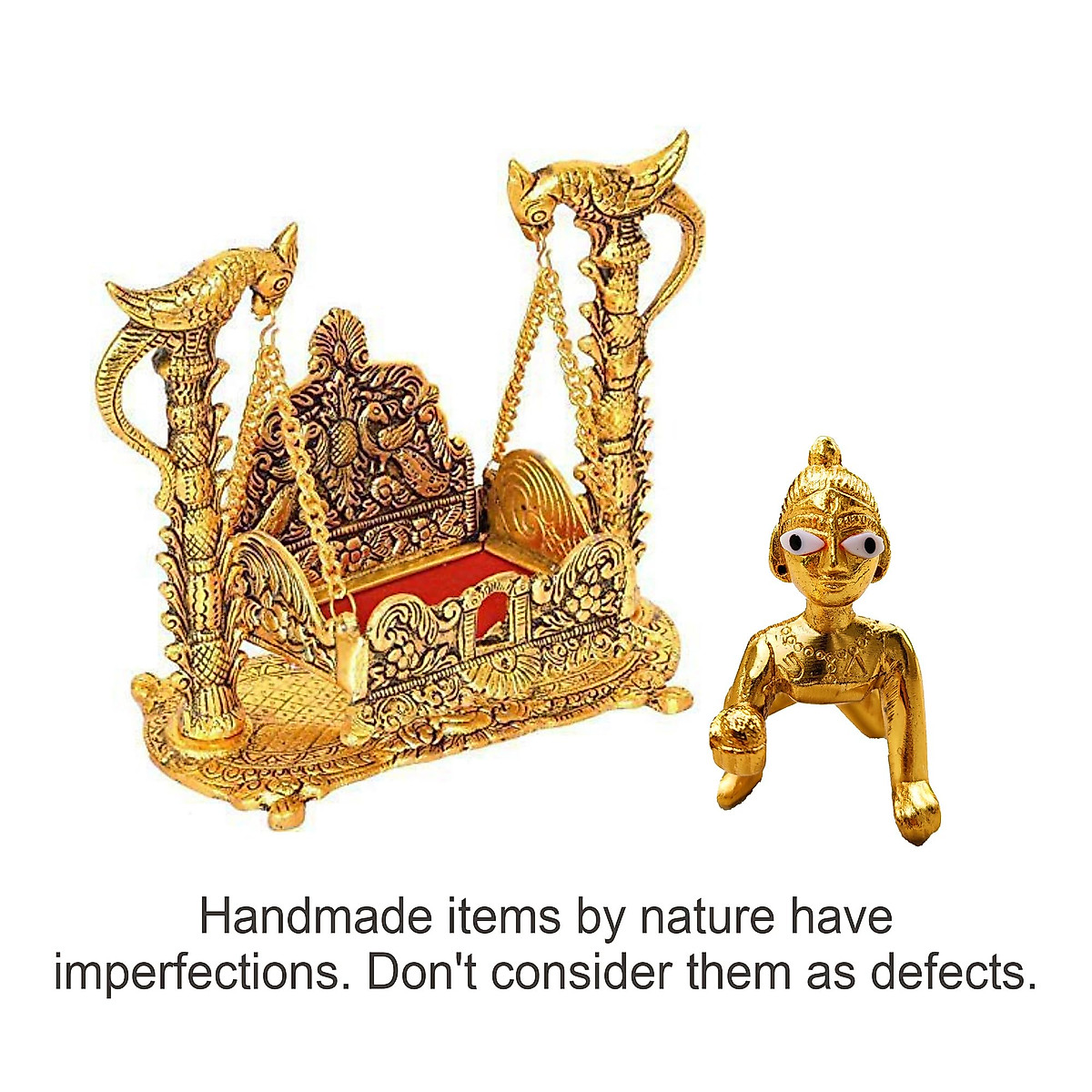 WC Jhula for Krishna Bal Gopal | Laddu Gopal Metal Swing & roli chawal tika combo |Baby Krishna Lord Krishna | Janmashtami Palna for Home Temple mandir-Janmashtami jhula Home décor,housewarming gift