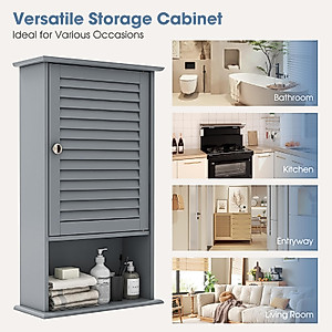 Safeplus Bathroom Wall Cabinet, Medicine Cabinet with Adjustable Shelves, Ideal for Bathroom, Kitchen, Living Room ﻿ (Grey, BA7597)