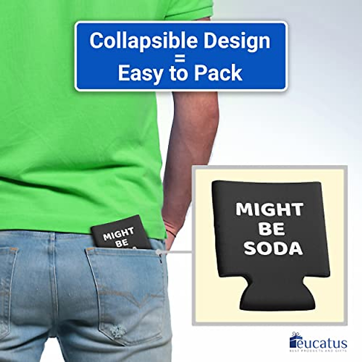 Foldable, Waterproof Soda Can Cover 3 Pack, I Identify As Soda, Shut Up Liver You're Fine, Might Be Soda. Funny Coolie Gag Gift For Men. Ideal Stocking Stuffer, White Elephant Or Party Favor