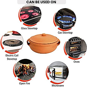 Ancient Cookware, Indian Clay Curry Pot, Large, 9 Inch, 2.5 Quarts