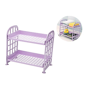 MAGICLULU 2pcs 2 Small Organizer Kitchen Storage Shelf Purple Bathroom Storage Rack Double Layer Vegetables Rack Shelf Fruit Shelf Storage Desktop Vegetable Rack Fruit Stand Basin