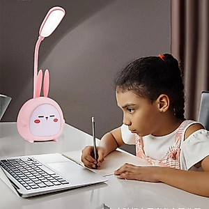 Neioaas Mini Bunny Night Light, Portable LED Table Light, Cute Rabbit Foldable USB Rechargeable Reading Light Bedroom Children's Bedside Study (Pink Rabbit)