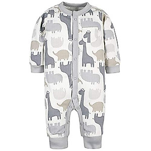 Gerber Baby Boys 3-Pack Coverall Set, Jungle Grey White, 0-3 Months
