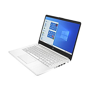 HP 14"" HD Laptop Light-Weight, AMD Dual Core 3000 Series(Up to 2.6GHz), 8GB RAM, 128GB SSD + 64GB eMMC, 1 Year Office 365, WiFi, Bluetooth 5, USB Type-A&C, HDMI, Webcam w/GM Accessory, White