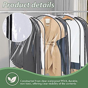 HAKACC 60" Clear Garment Bags for Hanging Clothes, 3 Pack 12" Gusseted Garment Bags for Storage, Hanging Clothes Storage, Clothing Moving Bags