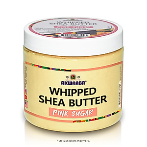 AKWAABA Whipped Shea Butter (Pink Sugar) - Nourishes, Moisturizes & Soothes | Pure Shea Butter | No Dyes & Parabens | 12 oz / 340 g
