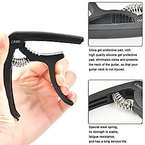 TIMESETL Guitar Accessories Kit Guitar Tool Changing Kit Include Acoustic Guitar Strings, Tuner, Capo, String Winder, Picks, Pick Holder, Bridge Pins, Nuts & Saddles, Finger Protector, Finger Picks