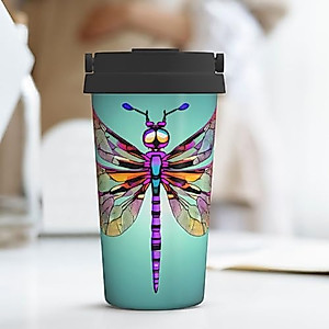 WANGXUEE Cute Dragonfly pattern Print 500ml Stainless Steel Travel Tumbler Double Wall Vacuum Insulated Coffee Mug