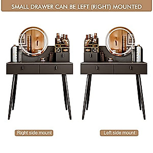 DOLILO 35" Makeup Vanity Desk with Mirror and Lights and Table Set with Vanity Stool 3 Sliding Drawers 3 Modes Brightness Adjustable, (Iron Grey)