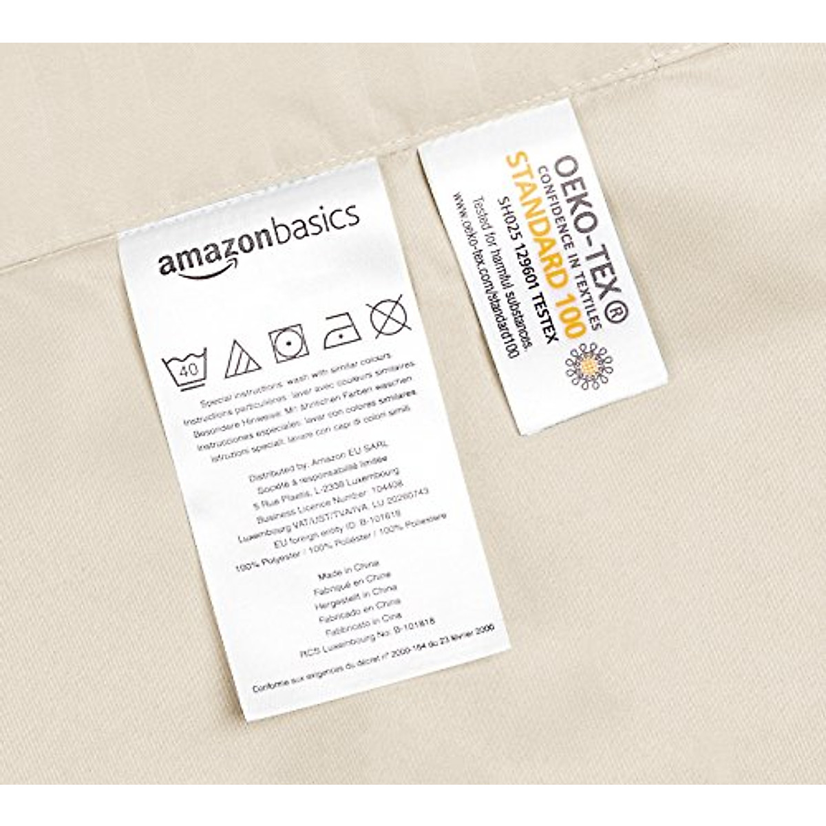 Amazon Basics Deluxe Microfiber 3 Piece Duvet Cover Set with pillow cases, 200x200cm, Beige, Solid