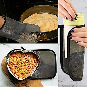 Cat Tiger Reflection Oven Mitts and Pot Holders Sets Heat Resistant Hot Pads Funny Creative Pet Cooking Gloves Handling Kitchen Cookware Bakeware BBQ