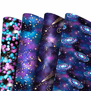 Dtiafu Galaxy Wrapping Paper for Girls Boys Women Men - 12 Sheets Space Gift Wrap Paper with Solar System Planet Sparks Meteors Constellations Great for Birthday Baby Shower - 20 x 28 Inches Per Sheet