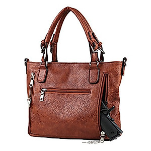 Lady Conceal Concealed Carry Purse - YKK Locking Ella Braided Concealed Weapon Tote (Mahogany)