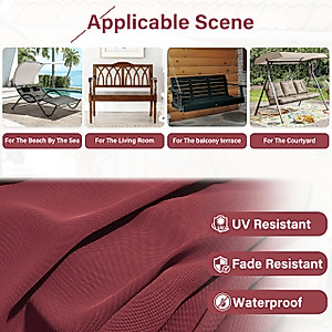 Porch Swing Cushion with Backrest,Waterproof Bench Cushion for Outdoor Furniture,2-3 Seater Replacement Thickened 5 in swing cushion,with Ties,Patio,Outdoor,Backyard and Garden (Burgundy,60x40 in)