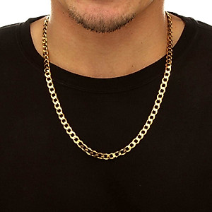 The Diamond Deal Mens 10k Hollow Yellow Gold 6.2mm Shiny Hollow Cuban Comfort Curb Cuban Chain Necklace For men for Pendants and Charms with Lobster-Claw Clasp (8",20" 22" or 24 inch)