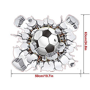 SITAKE 3D Soccer Stickers, 3D Wall Art Soccer Ball Stickers Decals for Kids Room, Football Vinyl Art DIY Sticker for Boys Bedroom Playroom Living Room Window Door Decoration, 19.7 x 24.3in