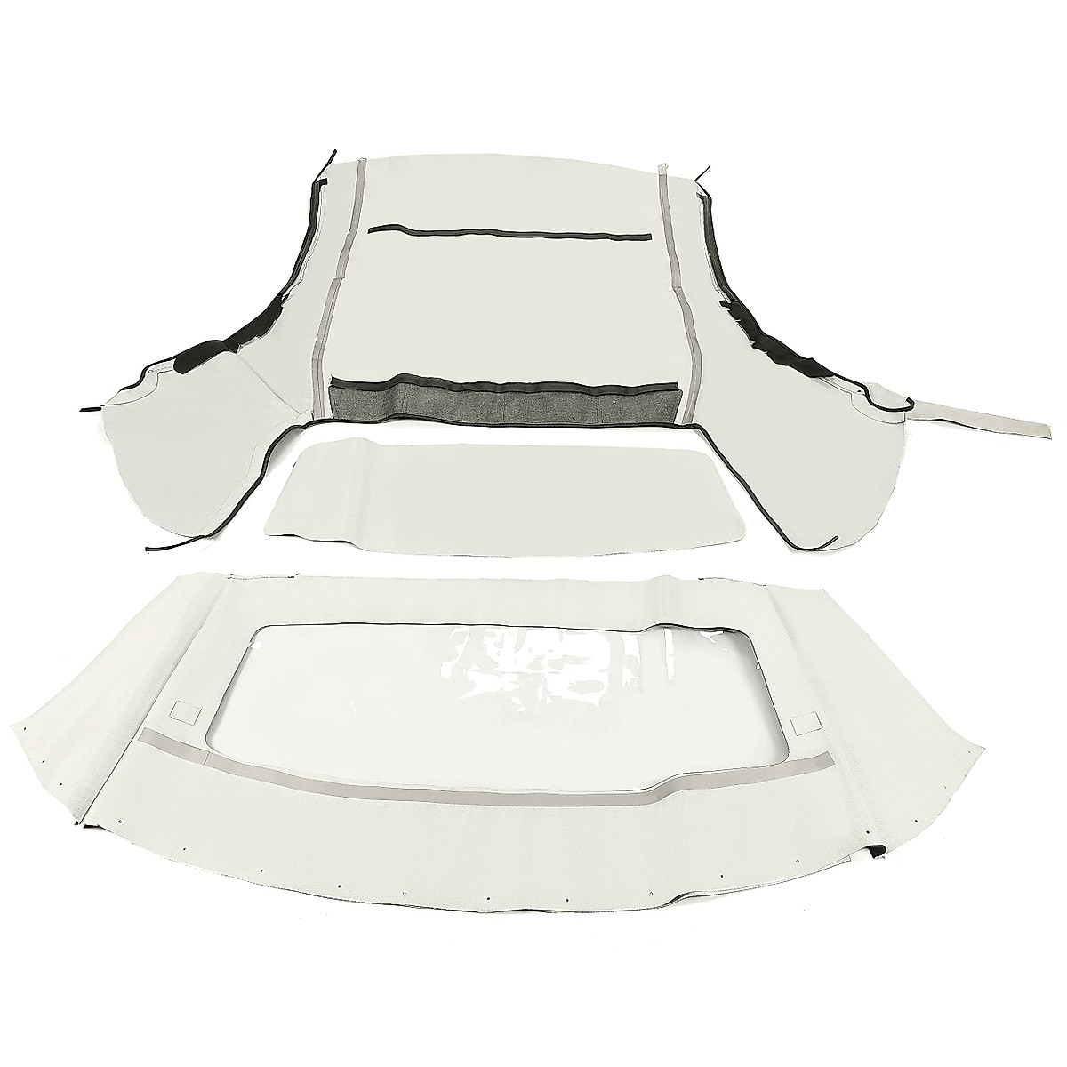 Kojem Convertible Soft Top Compatible with 1994-2004 Ford Mustang Sailcloth Vinyl Roof with Plastic Window Black Foldable