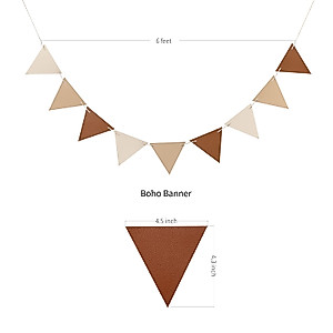 6 Feet Boho Pennant Banner Triangle Flag PU Bunting Brown Nursery Decor Boho Baby Shower Decorations