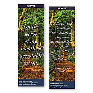 Christian Bookmark with Bible Verse, Pack of 25, Prayer Themed, Let the Words of My Mouth Be Acceptable To You, Psalm 19:14