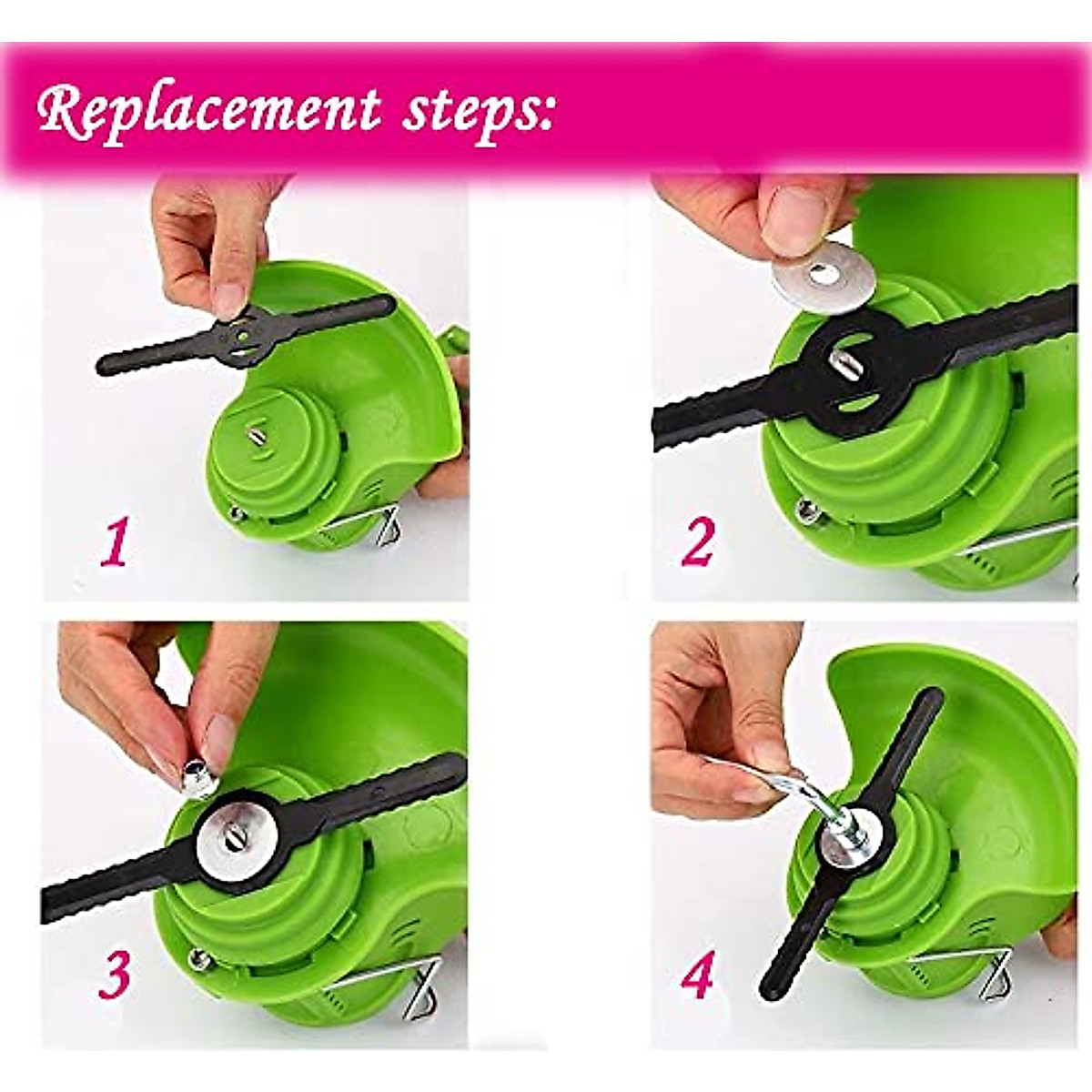 8 Pack Grass Trimmer Blade Heads Replacements- 40 T Blade & 2 Stainless Steel Blade & 5pcs Plastic Blades, Carbide Blade Tip Brush Cutter Trimmer Weed Eater Blade for Electric Lawn Mower Set