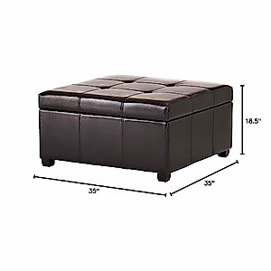 Christopher Knight Home Carlsbad Bonded Leather Storage Ottoman, Espresso