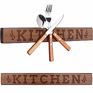 Faivykyd Acacia Wooden Magnetic Knife Holder for Wall, 16 Inches No Drill Knife Magnetic Strip - Kitchen Sign, Knives Rack, Kitchen Decor, Magnetic Utensil Holder, Housewarming Gifts