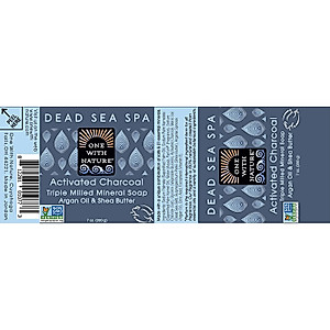 One With Nature 3 Pack Dead Sea Salt Activated Charcoal Soap Black Bar Soap Detoxifying Body Wash Soap Bar & Face Soap Vegan Men Soap with Shea Butter 100% Natural Soap for Men & Women Soap Bar, 4oz