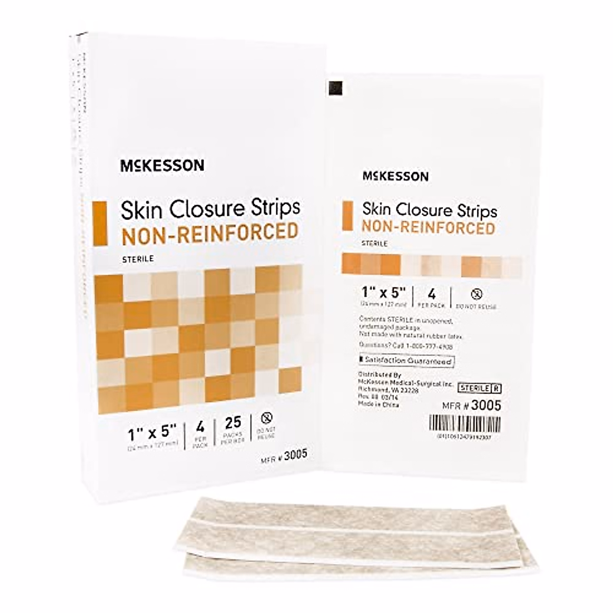 McKesson Skin Closure Strips, Sterile, Non-Reinforced, 1 in x 5 in, 25 Count