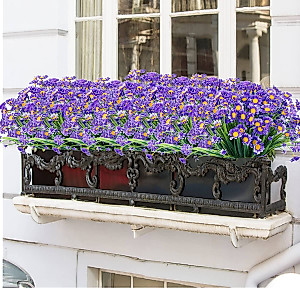 NOV FIRE Artificial Daisies Flowers,Artificial Flowers Outdoor,8 Bundles UV Resistant Faux Flowers Outdoor,Fake Plastic Flowers Shrubs for Indoor Outside Decor(Purple)