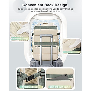 VECAVE Carry On Backpack for Women,Large Travel Backpack Flight Approved,Waterproof 17 Inch Laptop Backpack Business Work Backpacks Men Mochila De Viaje Beige