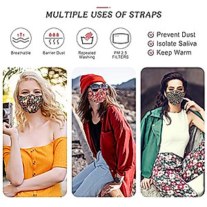 Cloth Face Maks Washable Reusable for Women Men Build-in Nose Wire&Filter Pocket with 9 Filters Adjustable Breathable 3 Layers Cotton Cup Dust Safety Protection Fabric with Designer Printed(9 Pcs)