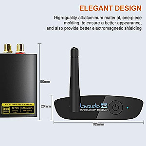 Lavaudio HiFi Bluetooth 5.0 Music Receiver for Home Stereo with LDAC, Bluetooth Audio Adapter with Audiophile DAC aptX HD, RCA Optical Output for AV Receiver or Stereo Amplifier - DS200Pro