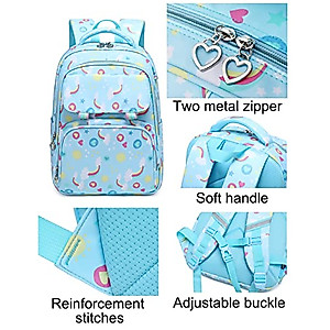 JiaYou Girls Backpack Sets Primary School Bookbag Rainbow Pattern Daypack with Lunch Bag(Black,19 Liters)