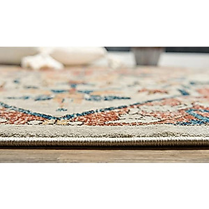 Unique Loom Oslo Collection Distressed Botanical Medallion Beige Area Rug (10' x 13')