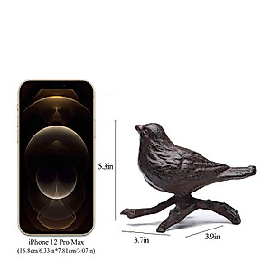 BRASSTAR Rustic Cast Iron Bird with Branches Statue Antique Garden Farmhouse Decoration Home Desk Figurine Replica Rust Color TQGJPT108