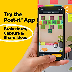 Post-it Super Sticky Notes,2x2 in, 8 Pads, 2x the Sticking Power, Supernova Neons Collection, Recyclable (622-8SSMIA) , 1 7/8" x 1 7/8" , Assorted