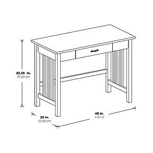 OSP Home Furnishings Sierra Writing Desk with Pull-Out Drawer and Mission Style Side Panels, Ash Brown