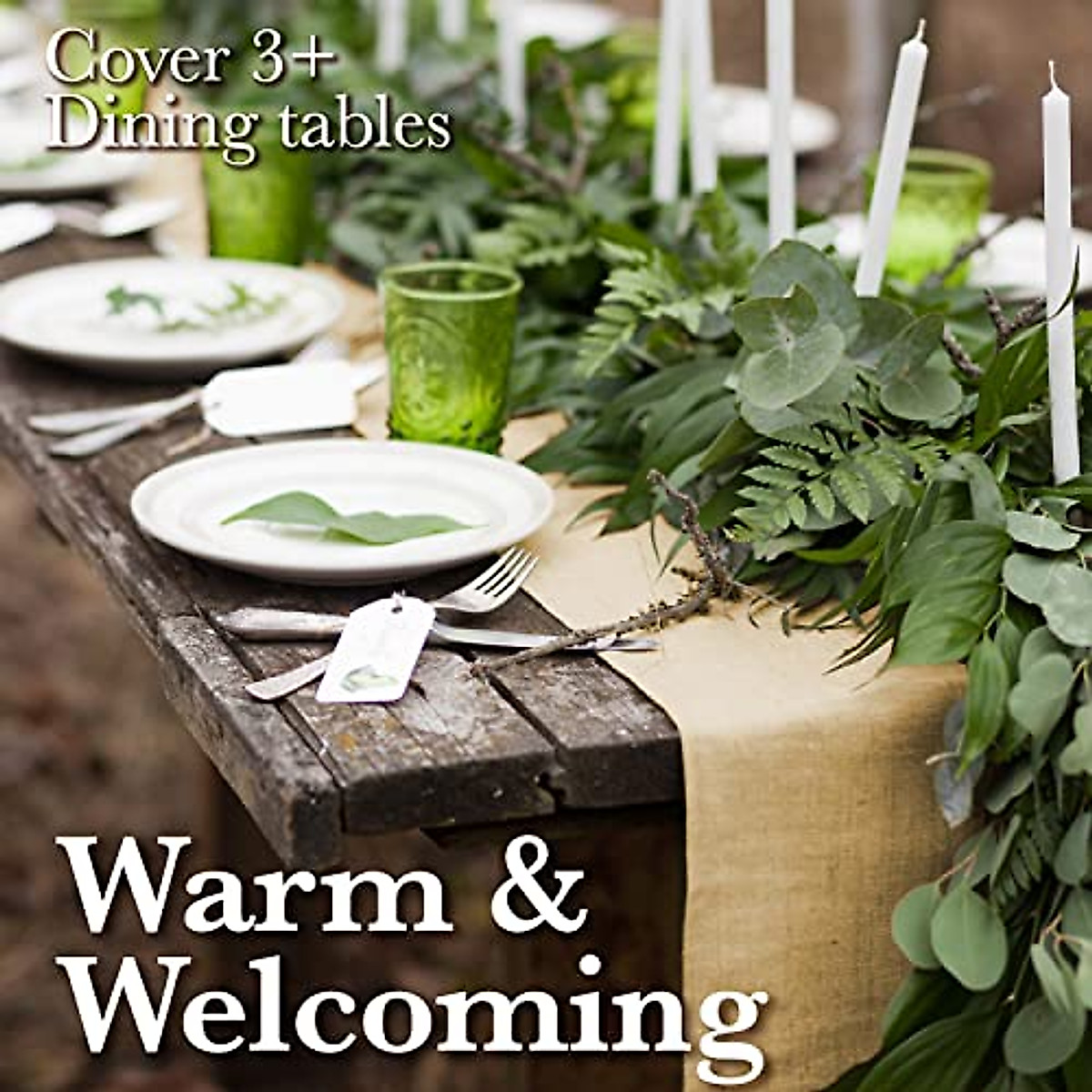 Natural Burlap Table Runners – 12 Inch x 30 Foot Burlap Roll for Dining Room Table, Mantel and Outdoors – Rustic Farmhouse Jute Table Runner Décor for Parties, Weddings, and Holidays