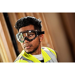 Defender Safety DVP2 Clear Safety Goggles, Eye Protection, Anti Fog, Impact & Chemical Resistant, ANSI Z87+ (Black)