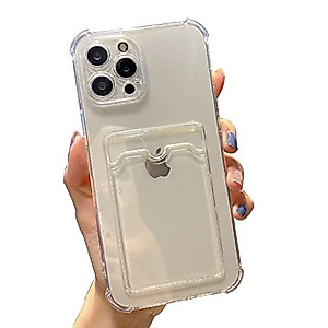 Tuokiou Compatible with iPhone 14 Pro max Case,Clear Protective Card Slot Case, Slim Fit Drop Resistant Soft TPU Wallet Case with Bumper, Cute Card Holder Pocket Case for iPhone 14 Pro max (Clear)