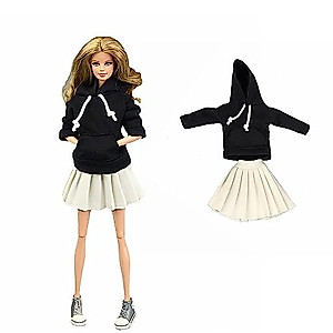 1/6 Doll Clothes for 11.5inch Girl Doll Outfits Top Hoodies Pleated Skirts Cosplay Students Clothing Dolls Accessories (Style B)