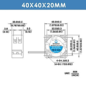 WINSINN 40mm Fan 24V, 3D Printer Micro 24 Volt Fans 4020 Dual Ball Bearing, Brushless Cooling 40mmx20mm 2PIN (Pack of 4Pcs)