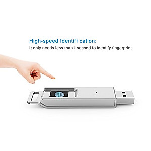 KOOTION 32GB High Speed Recognition Fingerprint Encrypted Flash Drive USB3.0 Dual Storage Security,Silver