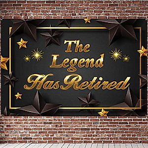 PAKBOOM The Legend Has Retired Backdrop Banner - Retirement Party Decorations Supplies for Men Women - 3.9 x 5.9ft Gold Black