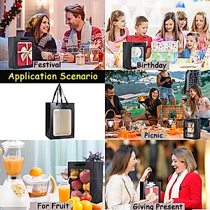 Dasofine 12pcs Gift Bag with Window, Sturdy Paper Tote with Transparent Window, 7.1”×5.1”×9.8” Paper Gift Bags with Handles , Flower Bouquet Bags