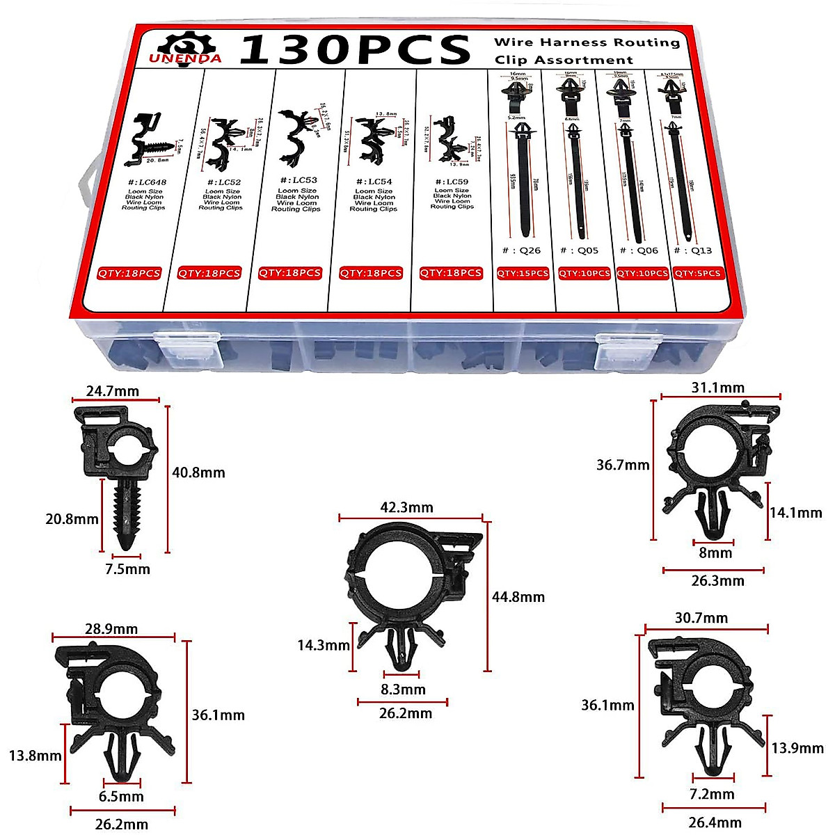Car Wire Loom Clips 130PCS Car Automotive Harness Routing Clips Assortment Kits 9 Different Sizes Wire Loom Clips 40PCS Releasable Nylon Push Mounts Tie Wraps for Honda GM Mazda Jeep Wrangler Ford
