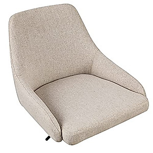 GIA Home Furniture Series Bar Height Adjustable and Swivel Metal Stool with Beige Linen Upholstered Seat, Black, Set of 2