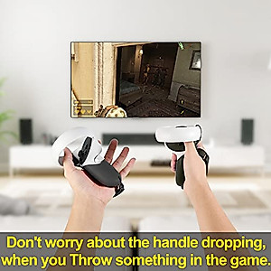 Nsiucion Controller Grip Cover for Oculus Meta Quest 2, Anti-Slip Silicone Protector Case with Adjustable Wrist Knuckle Strap, VR Oculus Quest 2 Accessories (1Pair Black)