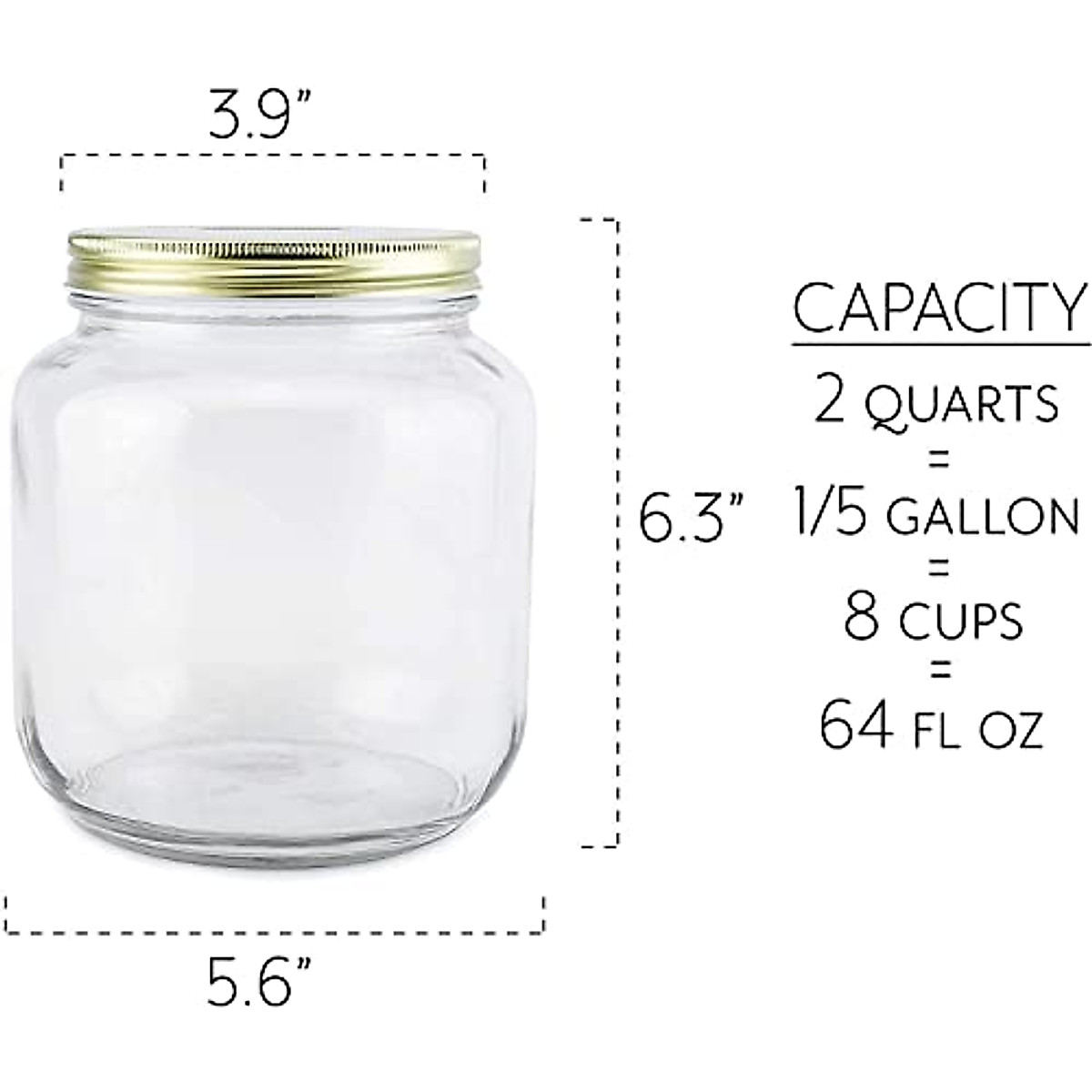 Cornucopia Large Coin Bank Jar; Half Gallon Clear Glass Piggy Bank with Gold Slotted Lid