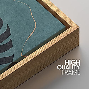 IDEA4WALL Framed Canvas Print Wall Art Geometric Mid-Century Tropical Dot Collage Abstract Shapes Illustrations Modern Art Decorative Bohemian for Living Room, Bedroom, Office - 16"x24" Natural